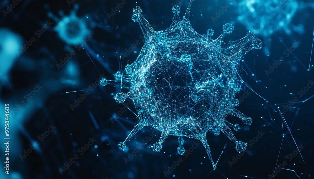 Stylized depiction of a virus structure integrated with advanced design ...