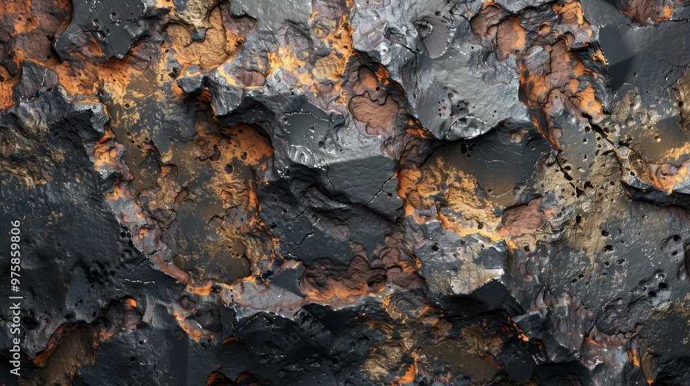 Detailed close-up of rough volcanic rock surface showcasing textures ...