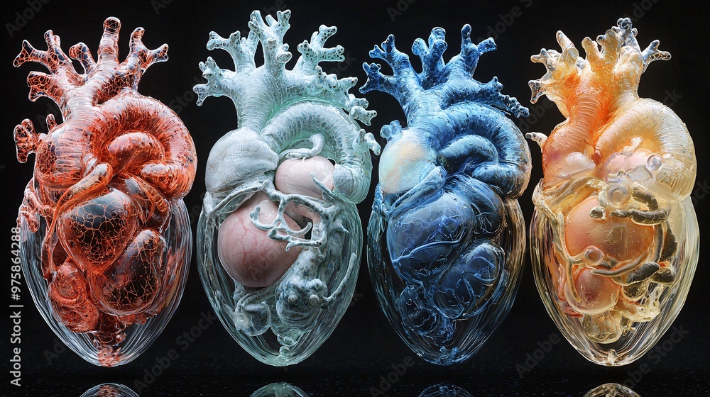 Render a 3D image of the fetus heart and circulatory system at ...