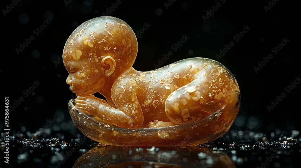 Show a 3D image of a fetus in the womb, showing the fetal position at ...