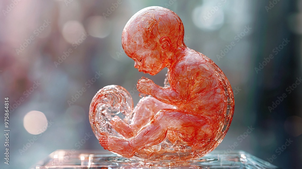 Create a 3D visualization of the fetus at 18 weeks, showing limb ...