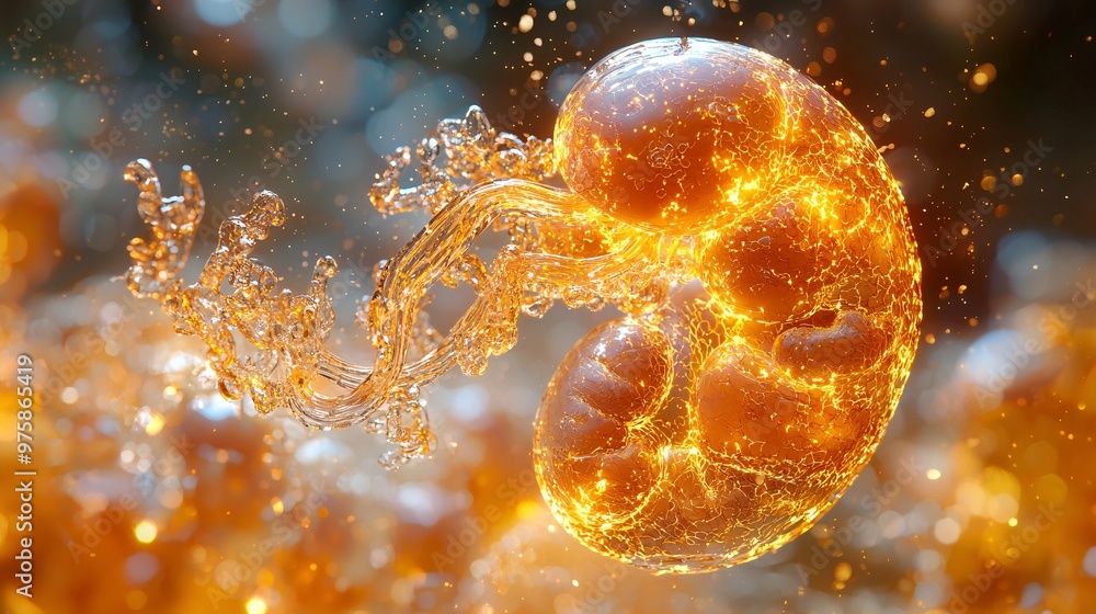 Render a 3D image showing the growth of the fetal kidneys and urinary ...