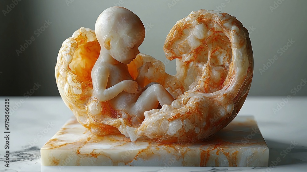 Design a 3D model of a fetus in the first trimester, showing the ...