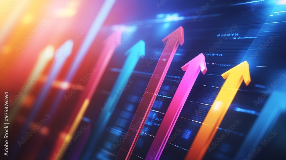 Modern style, annual revenue with sleek arrow comparisons, arrows ...