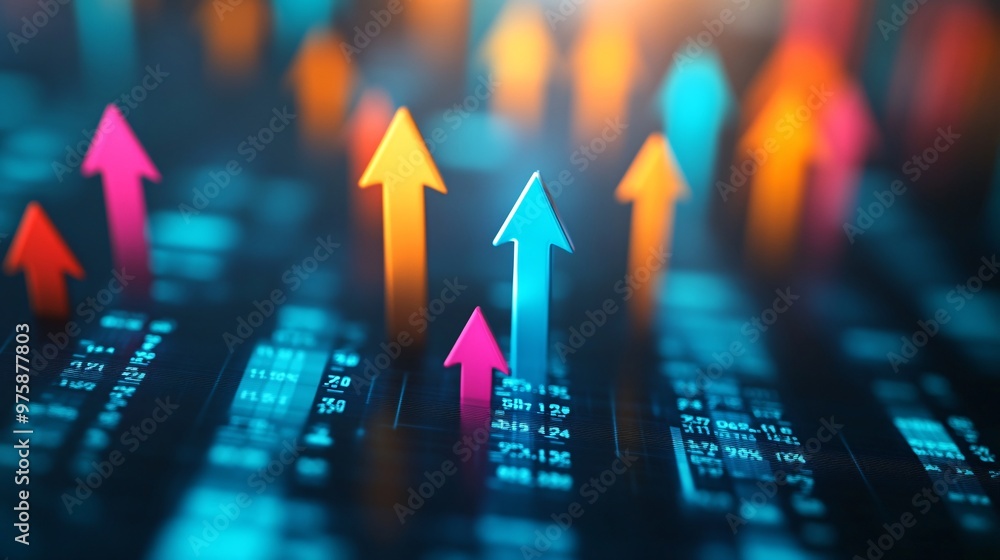 Professional style, financial planning with goal-oriented arrows ...