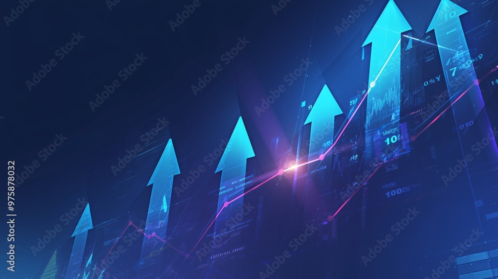 Growth style, investment growth with detailed arrow graphs, arrows ...