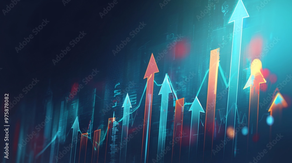Growth style, investment growth with detailed arrow graphs, arrows ...