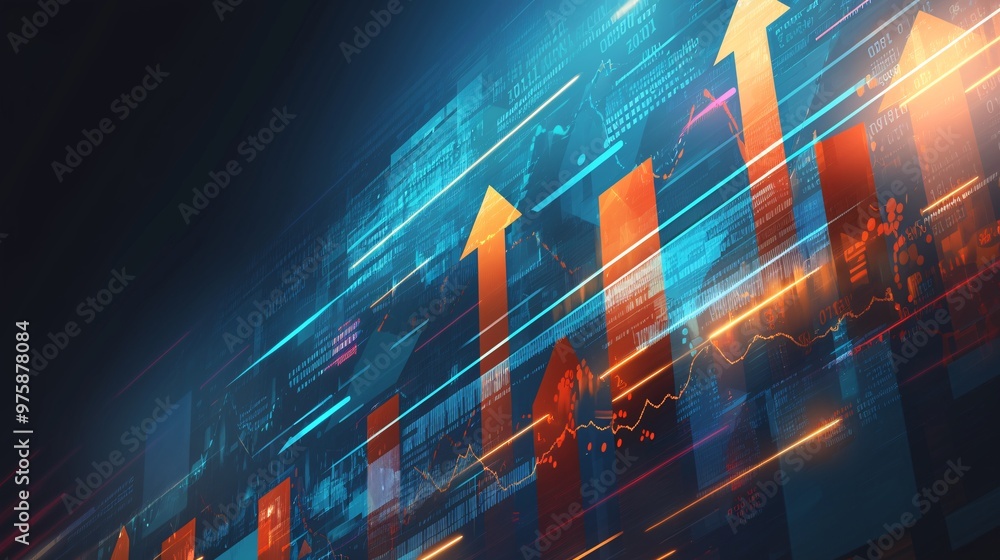 Growth style, investment growth with detailed arrow graphs, arrows ...