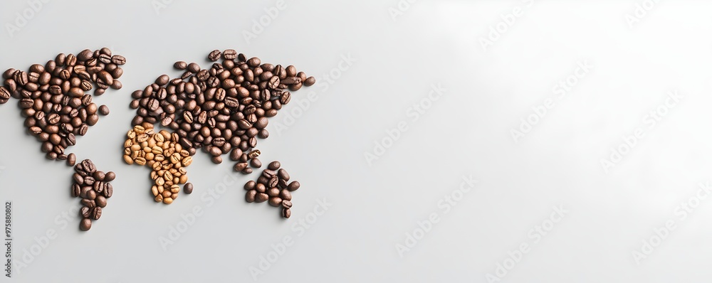 Global Coffee Journey World Map Crafted from Coffee Beans - A Sensory ...