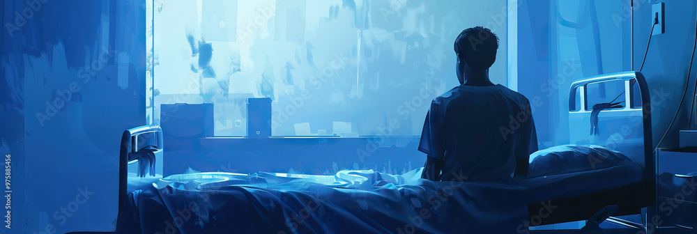 Depression Descent: A moody blue medical background, portraying the ...