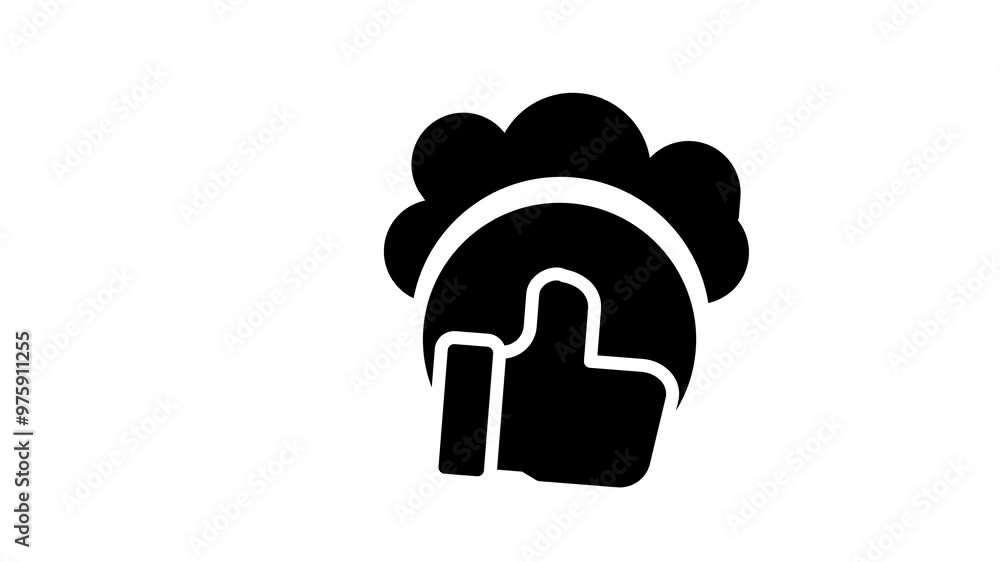 Thumbs up animated symbol with cloud in circle. Positive feedback ...