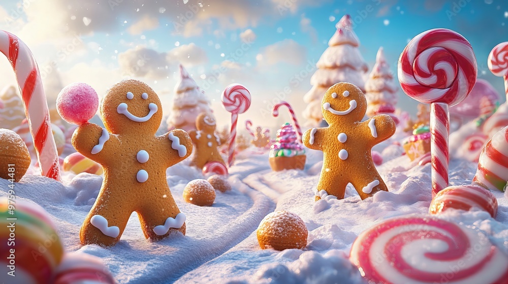 Gingerbread Men Engaging in a Playful Snowball Fight in a Whimsical ...