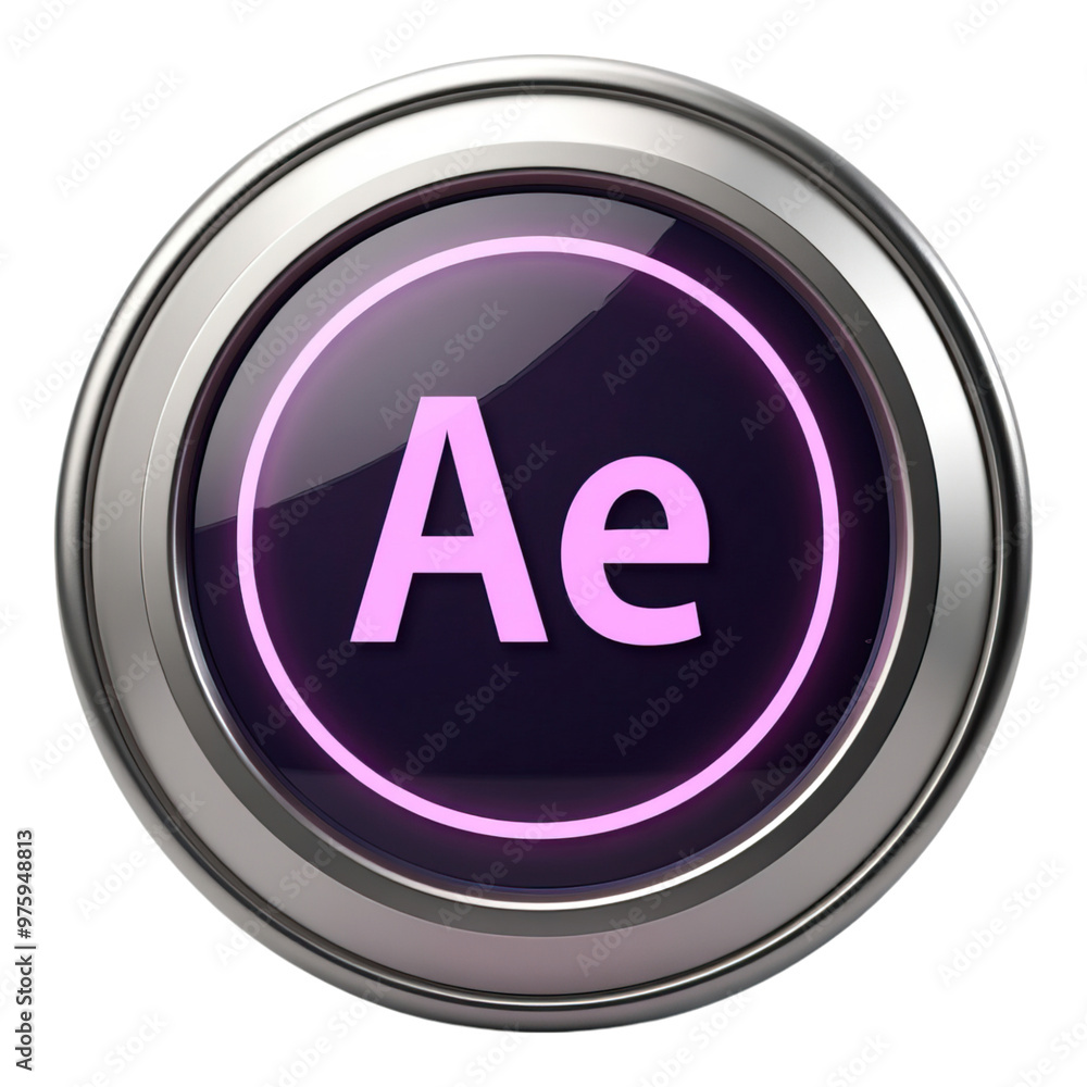 3d circle chrome button adobe after effects icon video editing software ...