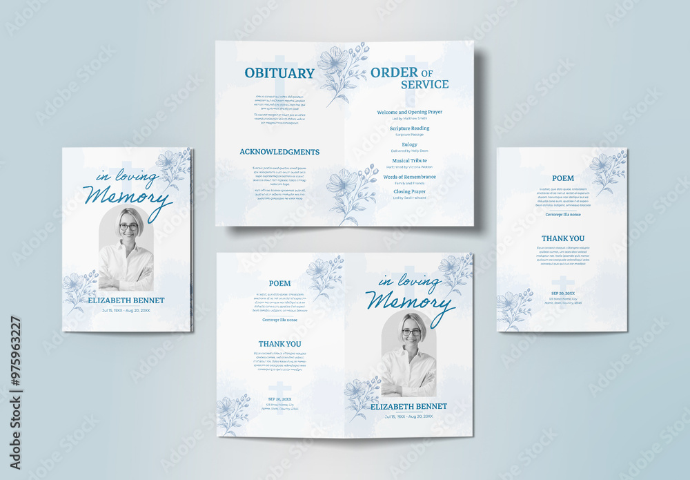 Floral Funeral Program Invitation Brochure Template Stock Template ...