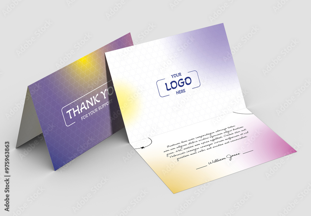 Colorful Gradient Thank You Card Design Layout Stock Template | Adobe Stock
