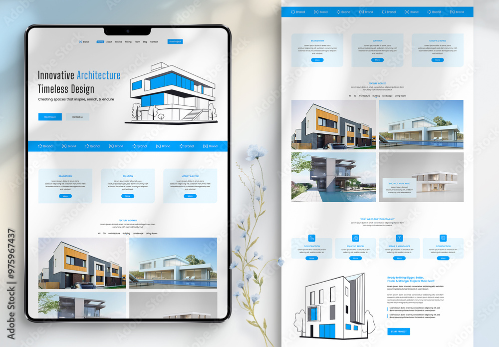 Architecture One Page Modern Landing Page Template Stock Template ...