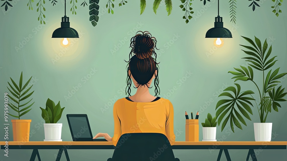 Telework people bento grid illustration set. Working from home 2D ...