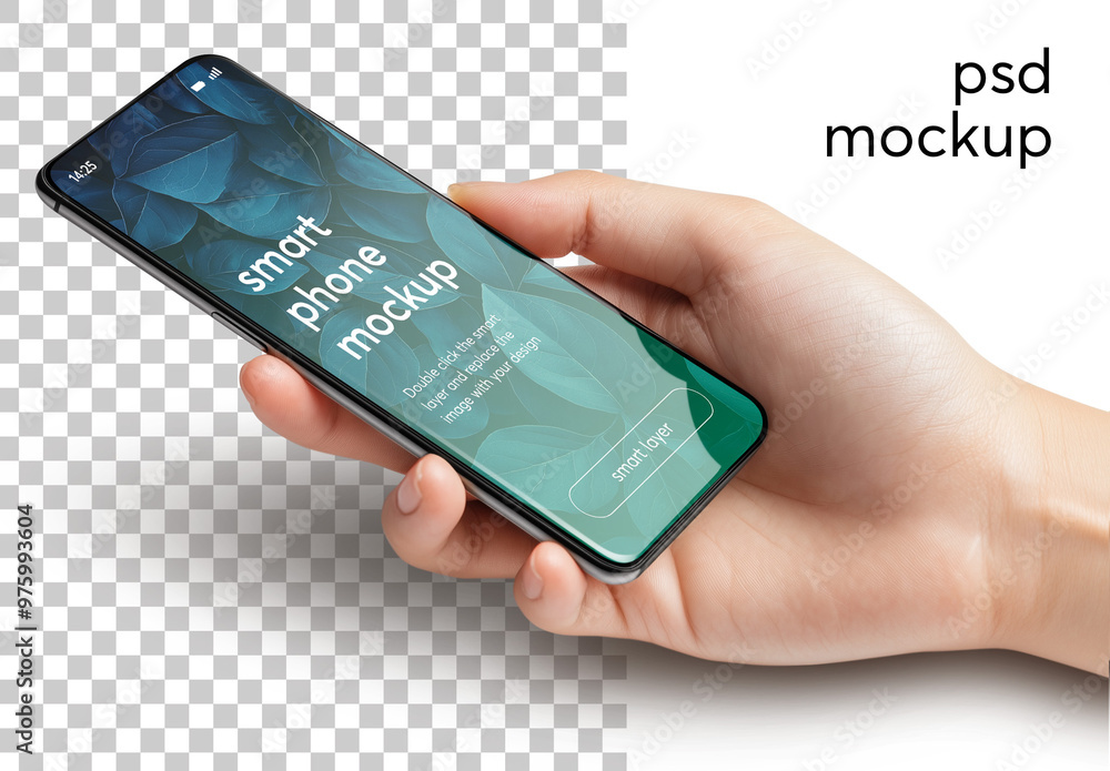 Smartphone in hand isolated image on transparent background ...