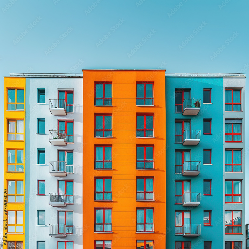 building colorful apartments modern architecture urban exterior blue ...