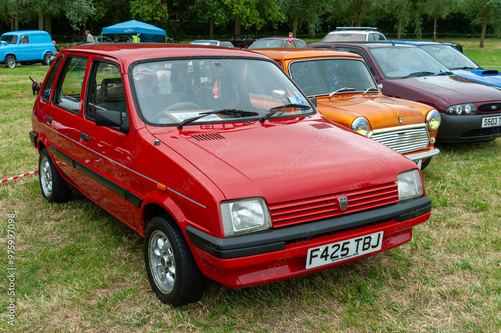 rochford, Essex, UK - 30th June 2024: A vintage red Rover mini metro at ...
