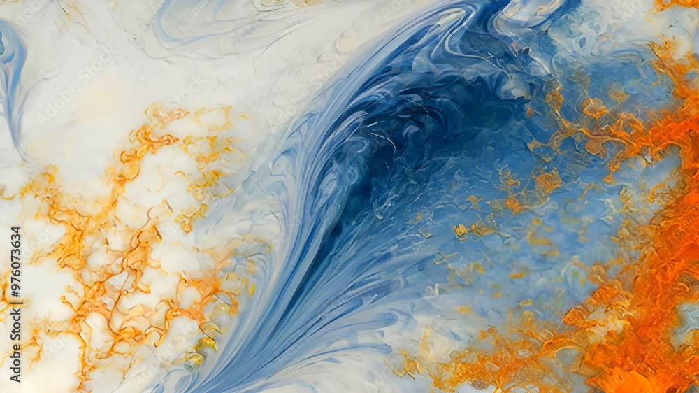 Abstract marble motif in fluid art, with a dramatic combination of ...