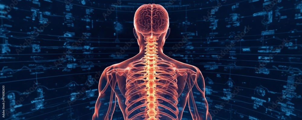 "3D MRI scan of human spine with enhanced resolution, capturing every ...