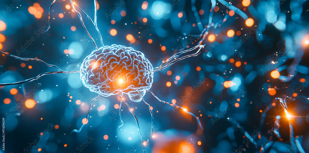 Nerve firing a signal through axon nerve communication. Conceptual ...