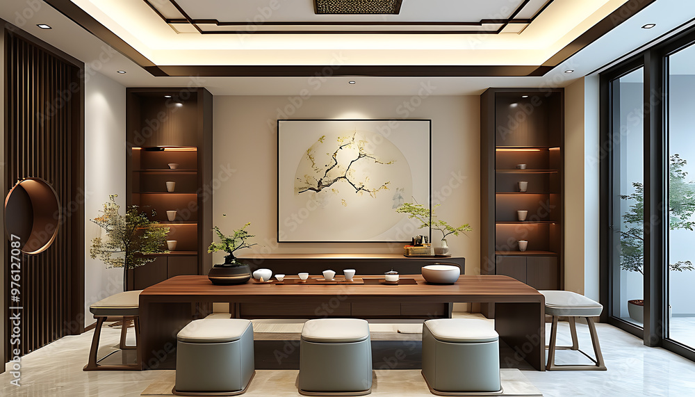 Elegant tea house design, integrating traditional and modern design ...