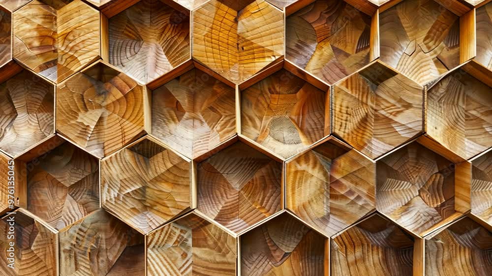 Beautiful wooden hexagon wall design showcasing craftsmanship and ...