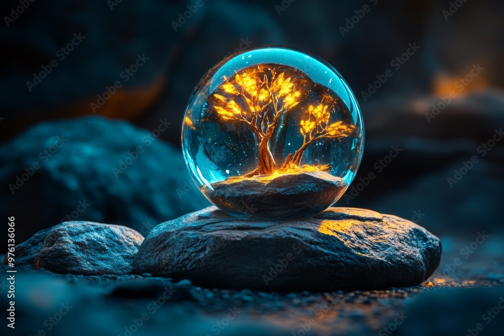 Magical Crystal Ball Vision visualized in a mystical scene, with a ...