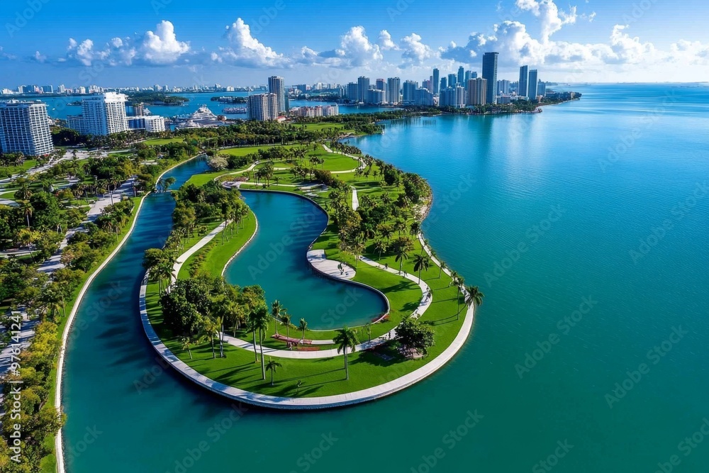 Miamiâ€™s Waterfront Parks visualized in a nature-themed infographic ...