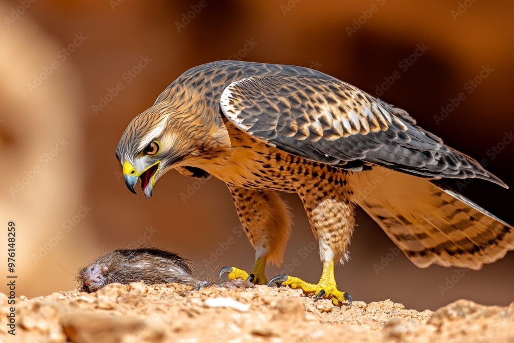 A hawk in mid-hunt, its feathers tight against its body and its beak ...