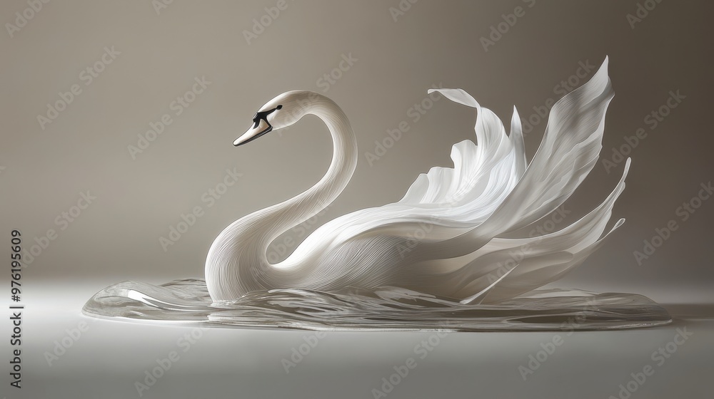 Serene Swan Sculpture: A stunning, minimalist sculpture of a graceful ...