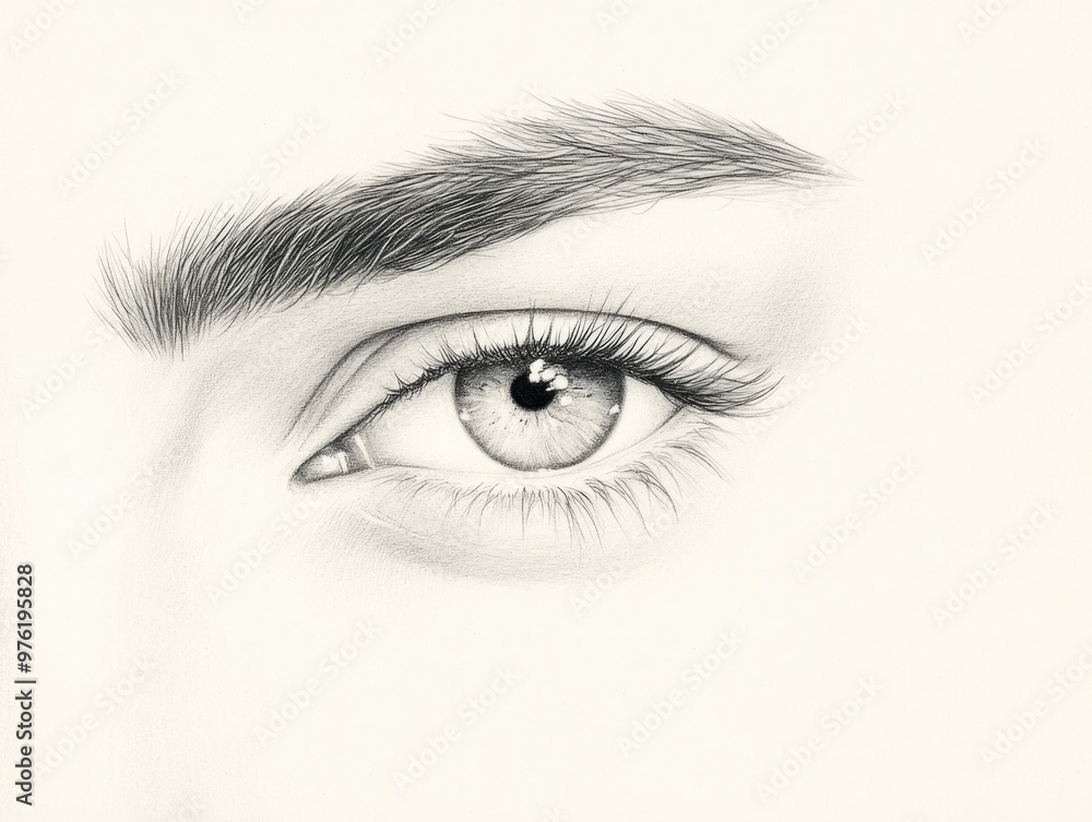 Realistic pencil drawing of a human eye with intricate details and ...