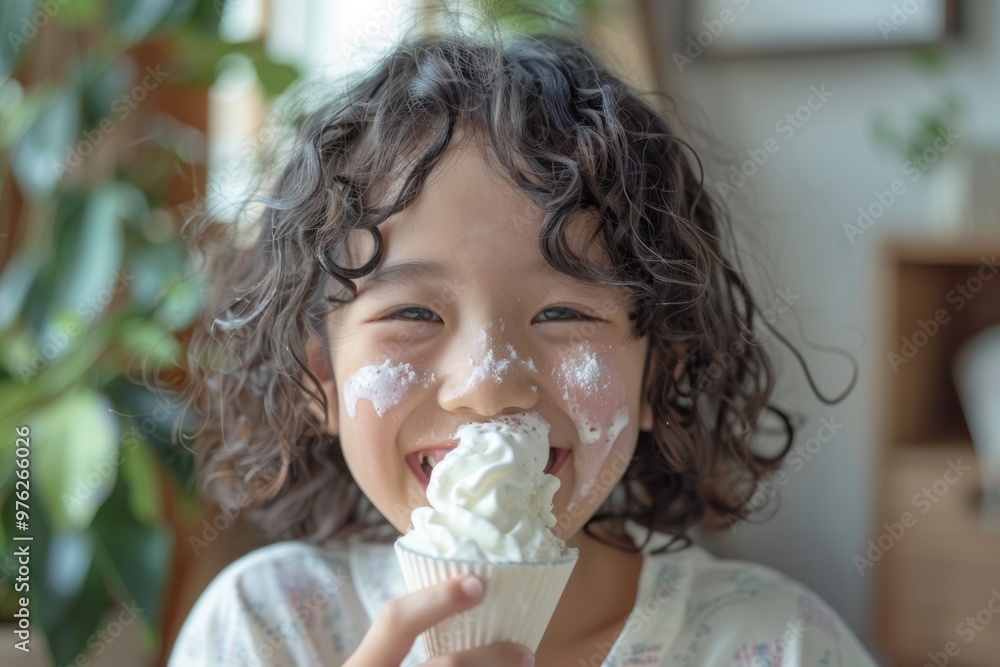 Cute asian teen girl vibrant smile enjoying her tasty meal. Happy asian ...