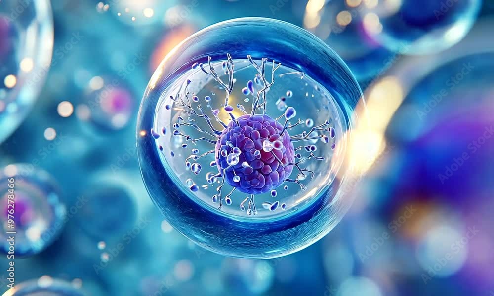 Vidéo Stock 3D representation of a human cell, with organelles that ...