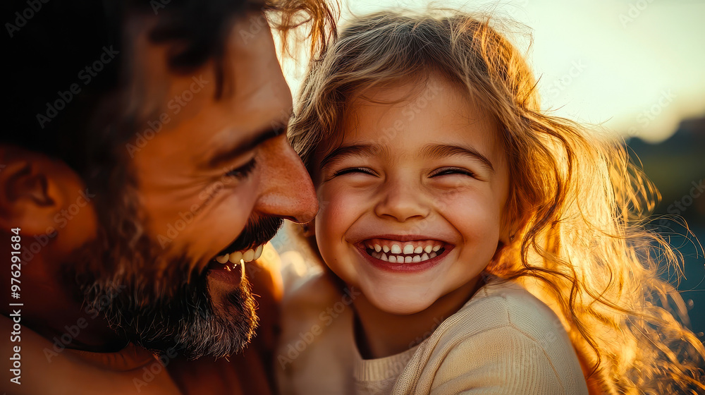Joyful Father-Daughter Bond: Happy Family Moment of Young Girl Hugging ...
