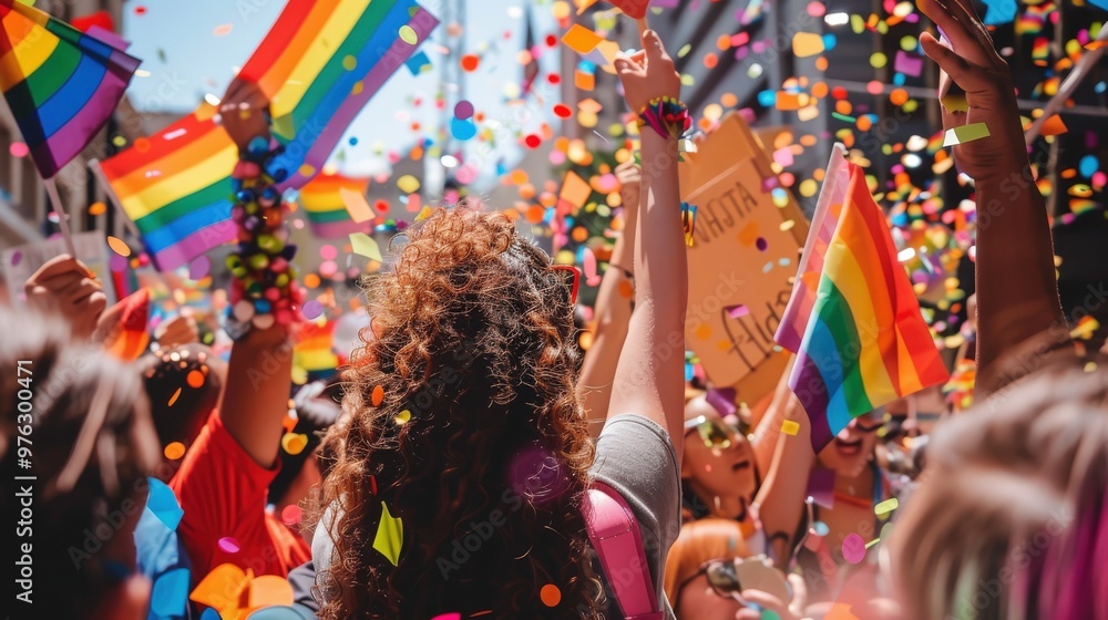Generate an image of a supportive LGBTQ+ community gathering at a local ...