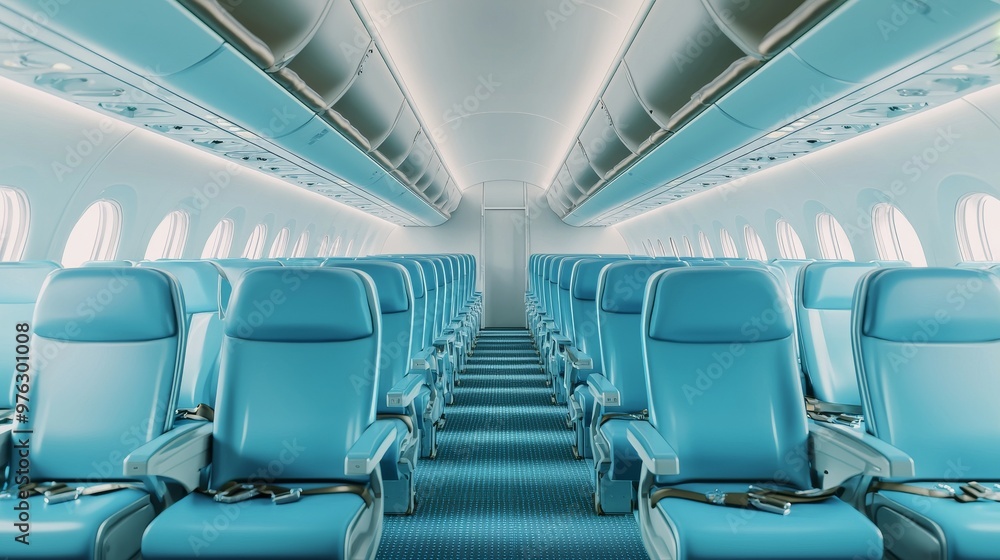 This cross-section view of an airplane interior shows the business ...