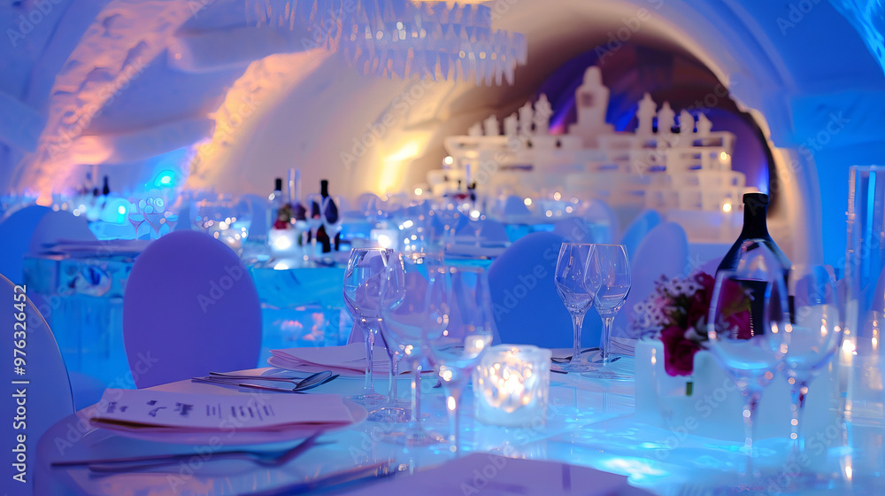Elegant Dining Experience in an Ice Restaurant with Beautiful Ice ...