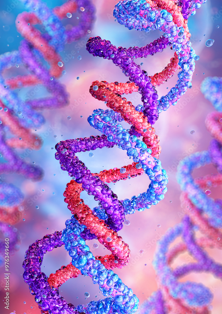 Triple helical structure of collagen molecule, key skin protein. Amino ...