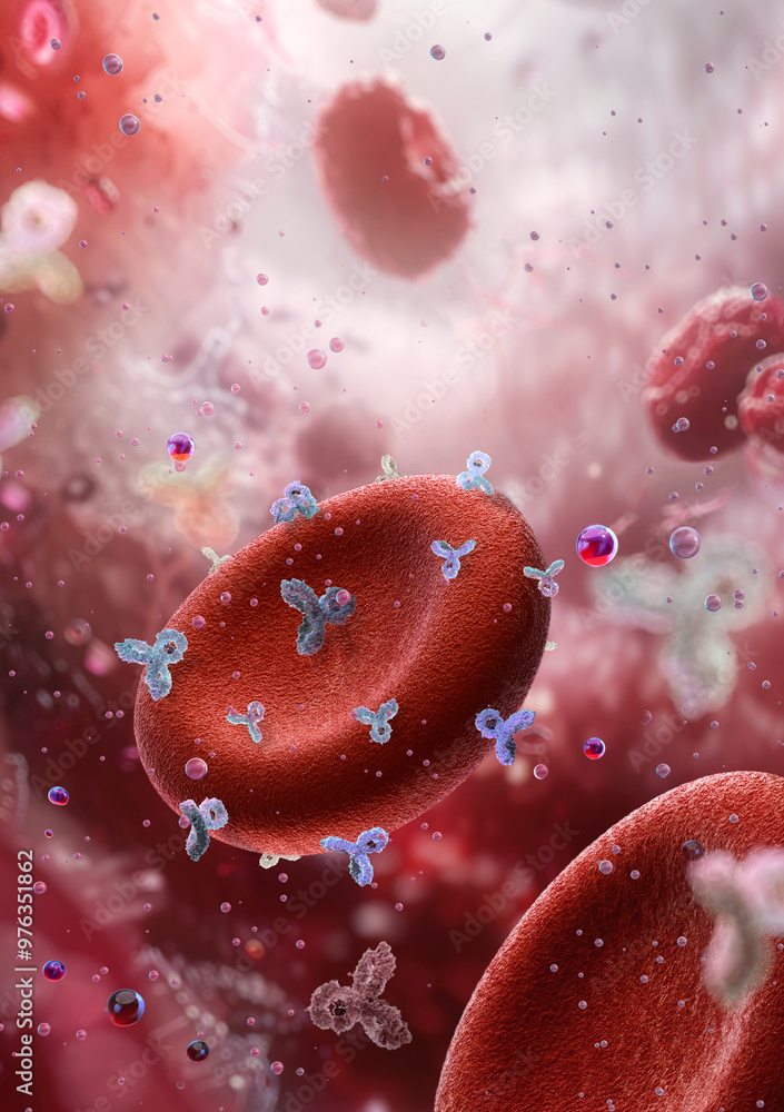 ภาพประกอบสต็อก Rhesus Rh positive, negative factor red blood cells, key ...