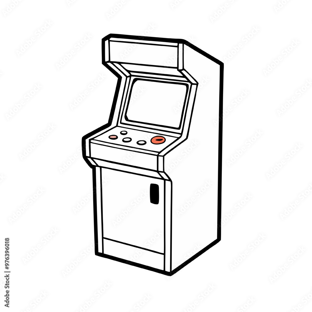 Retro Arcade Cabinet: An iconic, black and white illustration of a ...