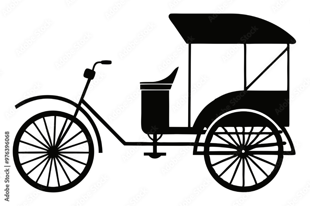 Vintage Asian Rickshaw Silhouette: A classic symbol of transportation ...