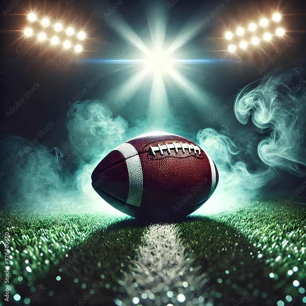American Football on the Field Under Stadium Lights – Dramatic Sports ...