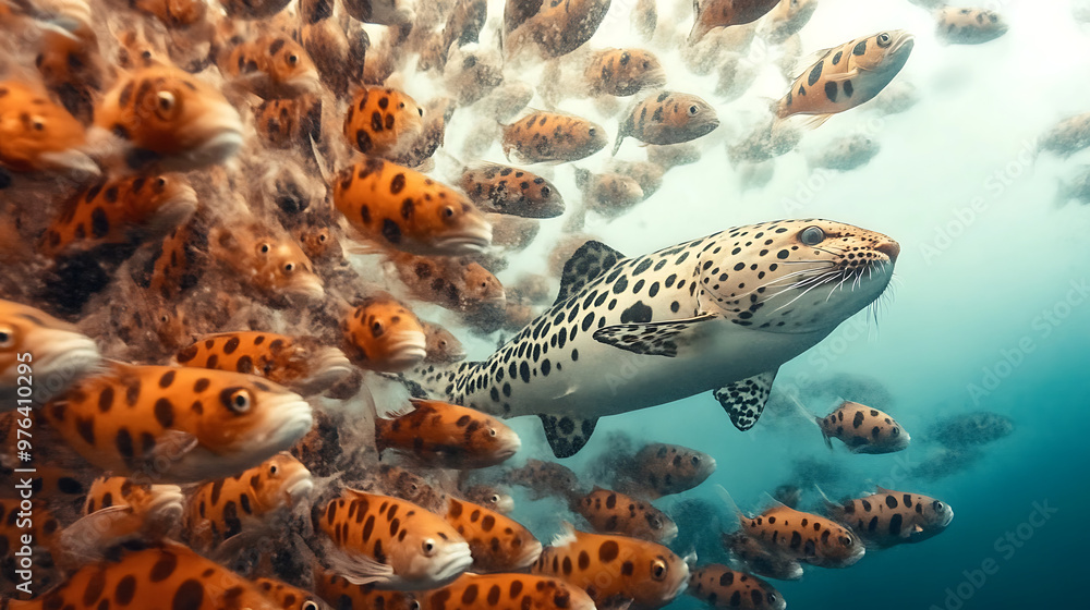 Leopard Shark Patrol: A majestic leopard shark glides through a vibrant ...