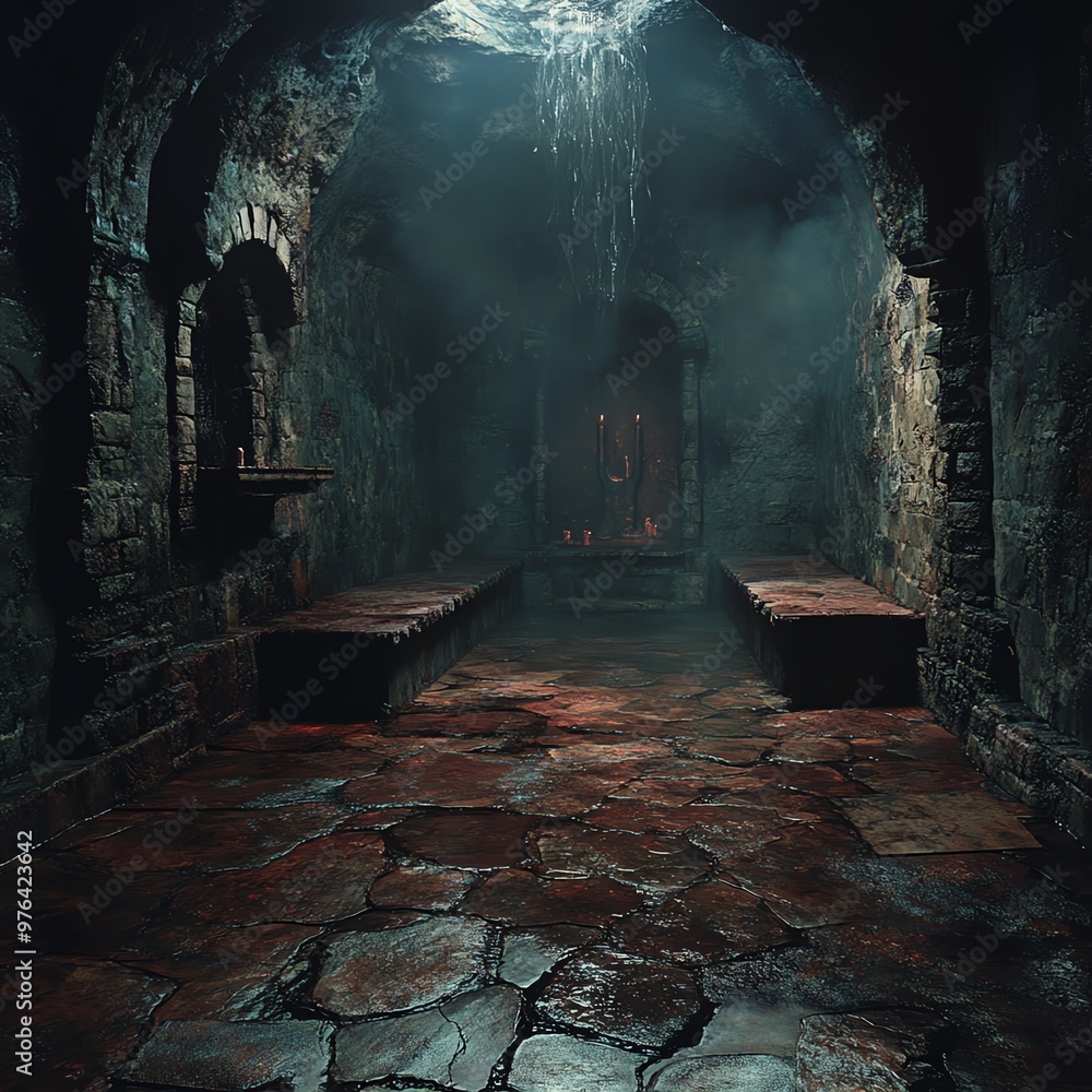 Mysterious underground chamber where an ancient evil sorcery ritual is ...