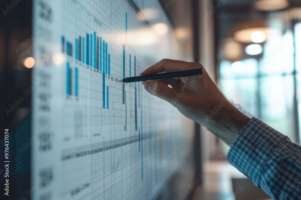 Businessman follow up progress of project work by using weekly gantt ...