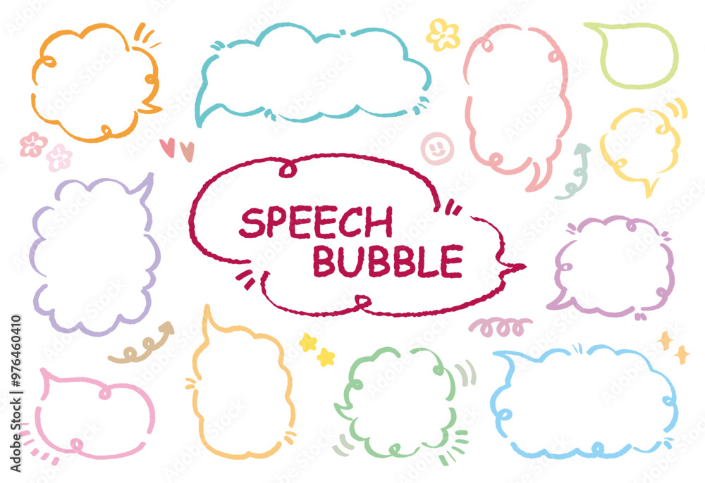Cute Memo collection.Set of blank colorful speech bubble in flat design ...
