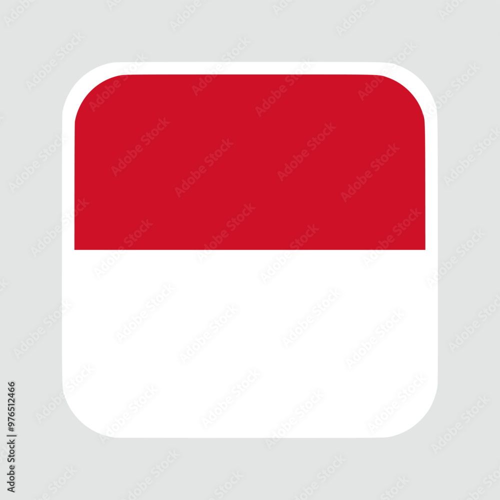 monaco flag square flat vector with rounded corners and white border ...